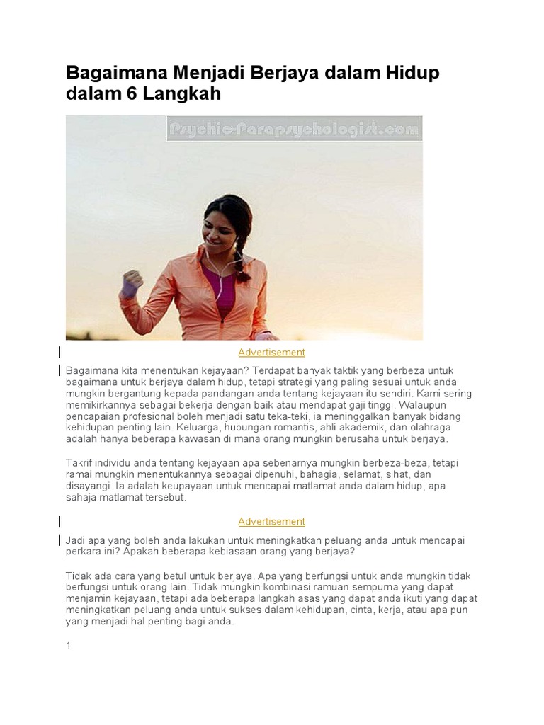 Bagaimana Menjadi Berjaya Dalam Hidup Dalam 6 Langkah | PDF