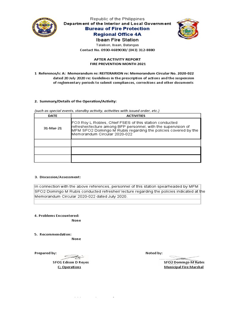 After Activity Report: Fire Prevention 2021 | PDF