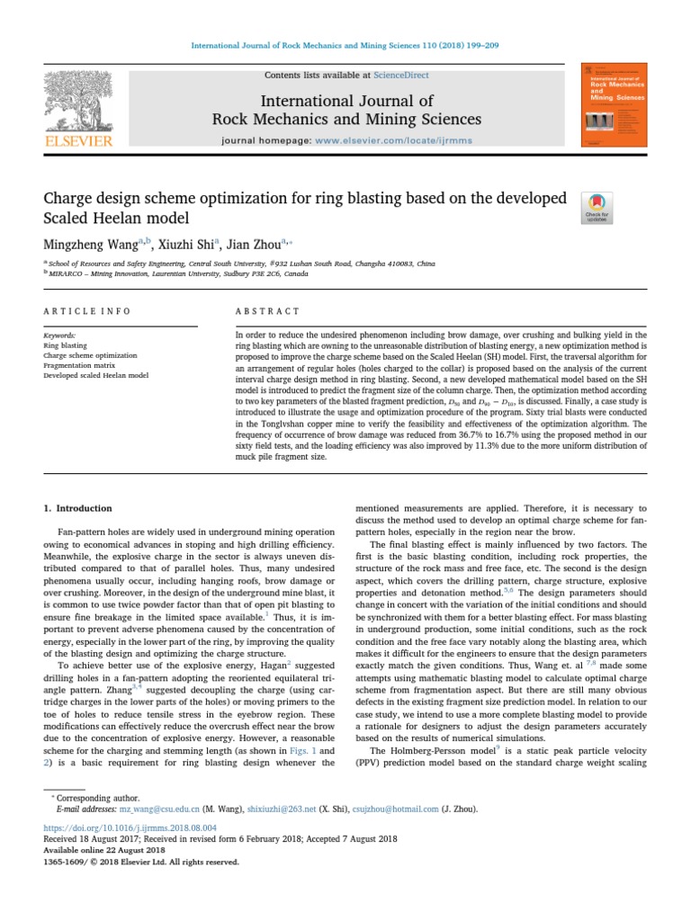 Paper - Charge Design Scheme Optimization For Ring Blasting | PDF ...