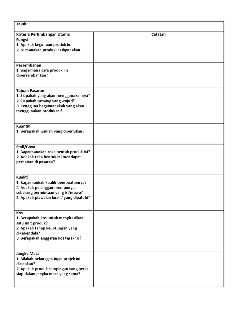 Borang Projek Brief | PDF