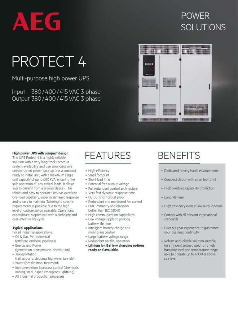 Protect 4: Benefits Features | PDF | Rectifier | Power Inverter