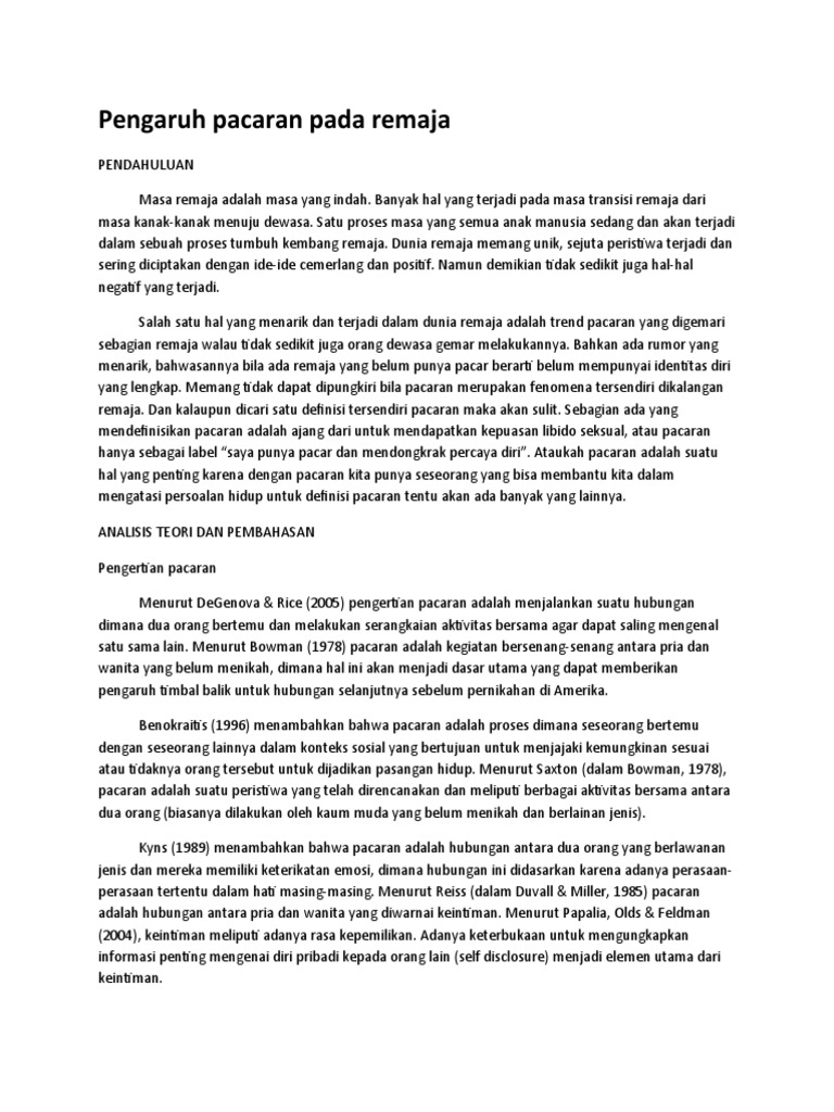 Pengaruh Pacaran Pada Remaja | PDF