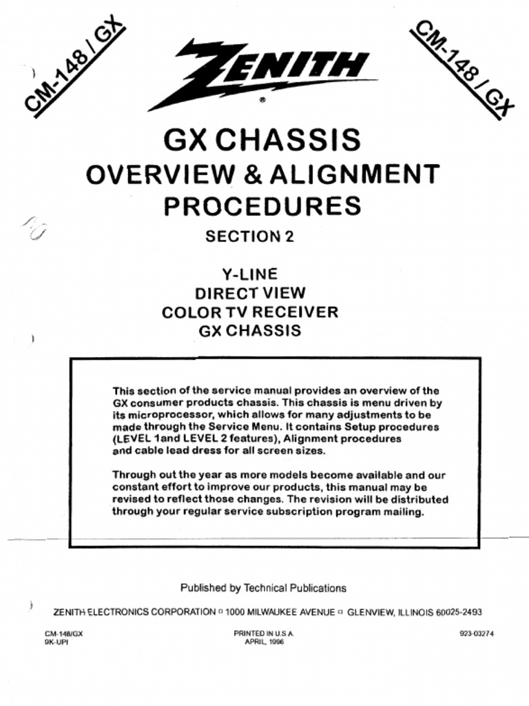 Zenith GX Chassis cm148 | PDF | Power Supply | Broadcast Engineering