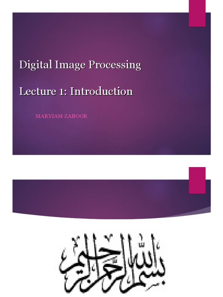 Digital Image Processing Lecture 1: Introduction | PDF | Digital Image | Image Editing