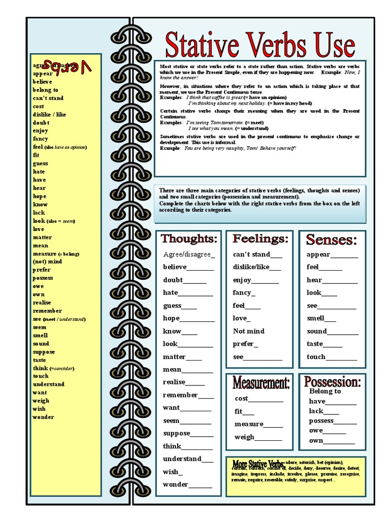 Worksheet1 (Nonaction Verbs) | PDF | Verb | Linguistic Typology