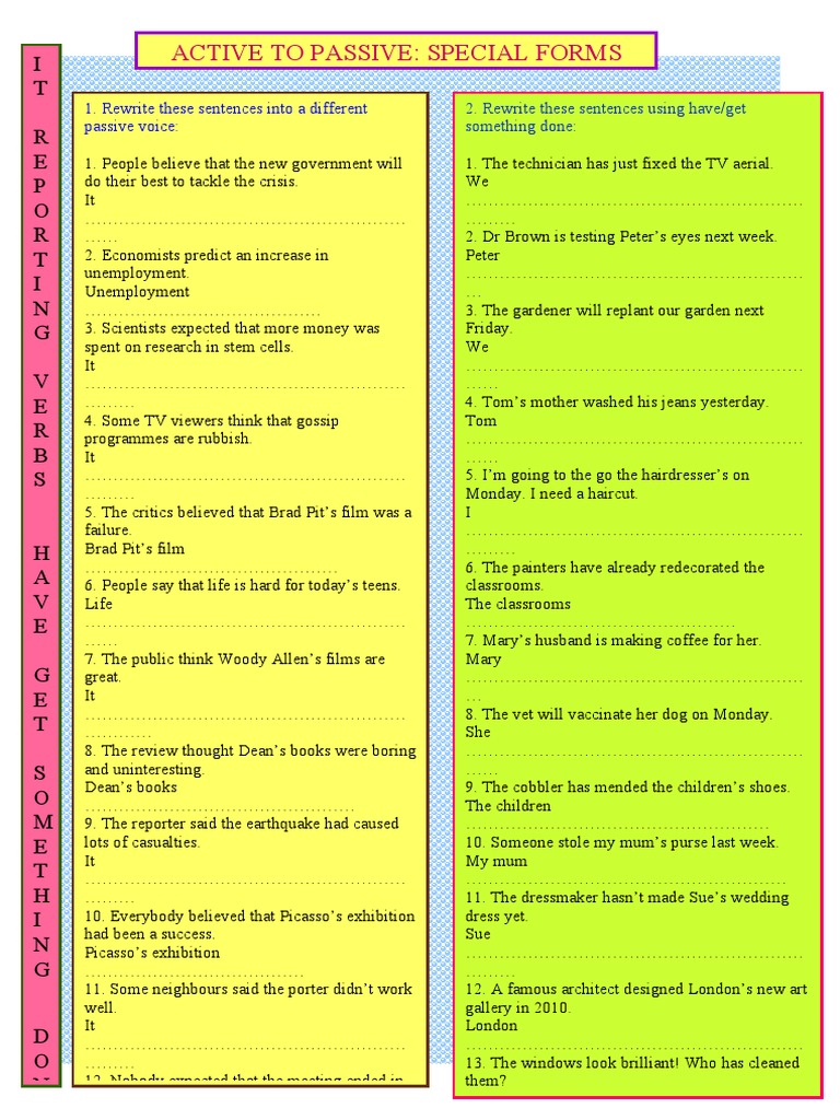 Active To Passive Special Forms 14104 | PDF
