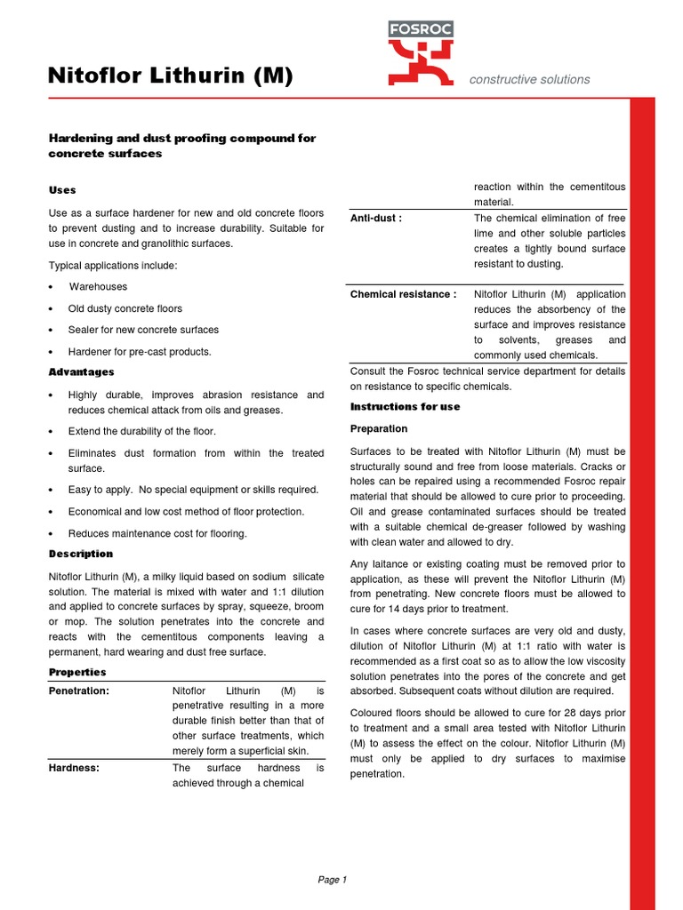 Nitoflor Lithurin (M) : Hardening and Dust Proofing Compound For ...