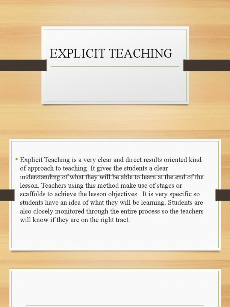 Inset Explisit Teaching | PDF | Teachers | Learning