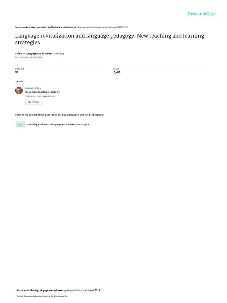 Language Revitalization and Language Pedagogy New Teaching and Learning ...