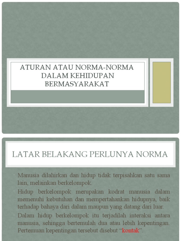 Aturan Atau Norma Dalam Kehidupan Bermasyarakat | PDF