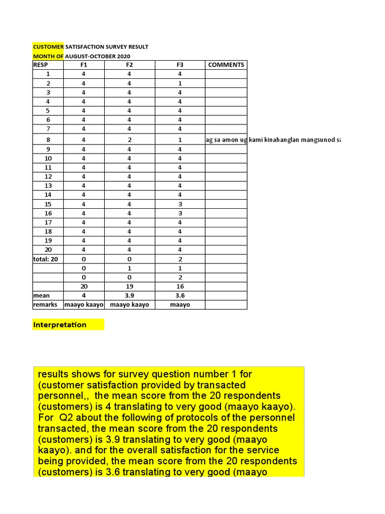 Tally Sheet Satisfaction Survey | PDF | Microeconomics | Business Process
