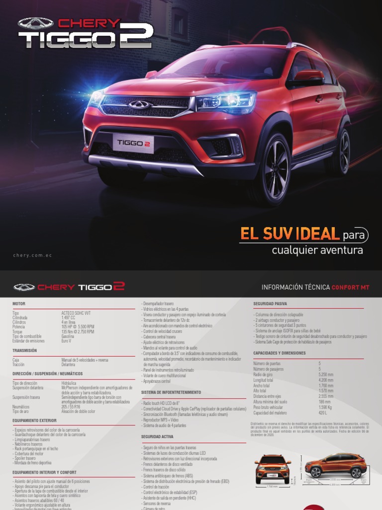 AF Ficha Tecnica Tiggo 2 | PDF | Sistema de freno antibloqueo | Vehículo de motor