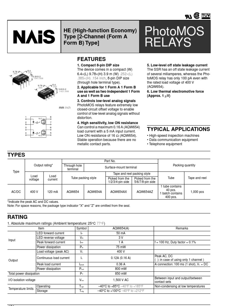NAIS Datasheet | Download Free PDF | Relay | Alternating Current