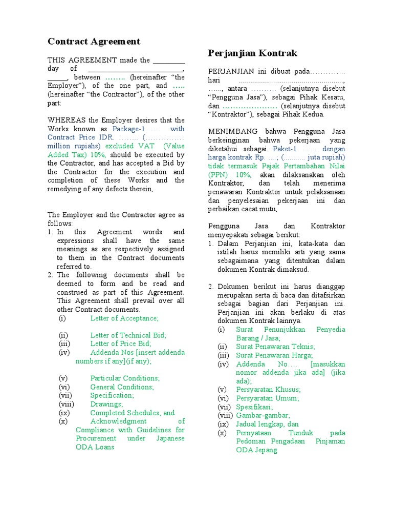 3a. Contoh Contract Agreement | PDF