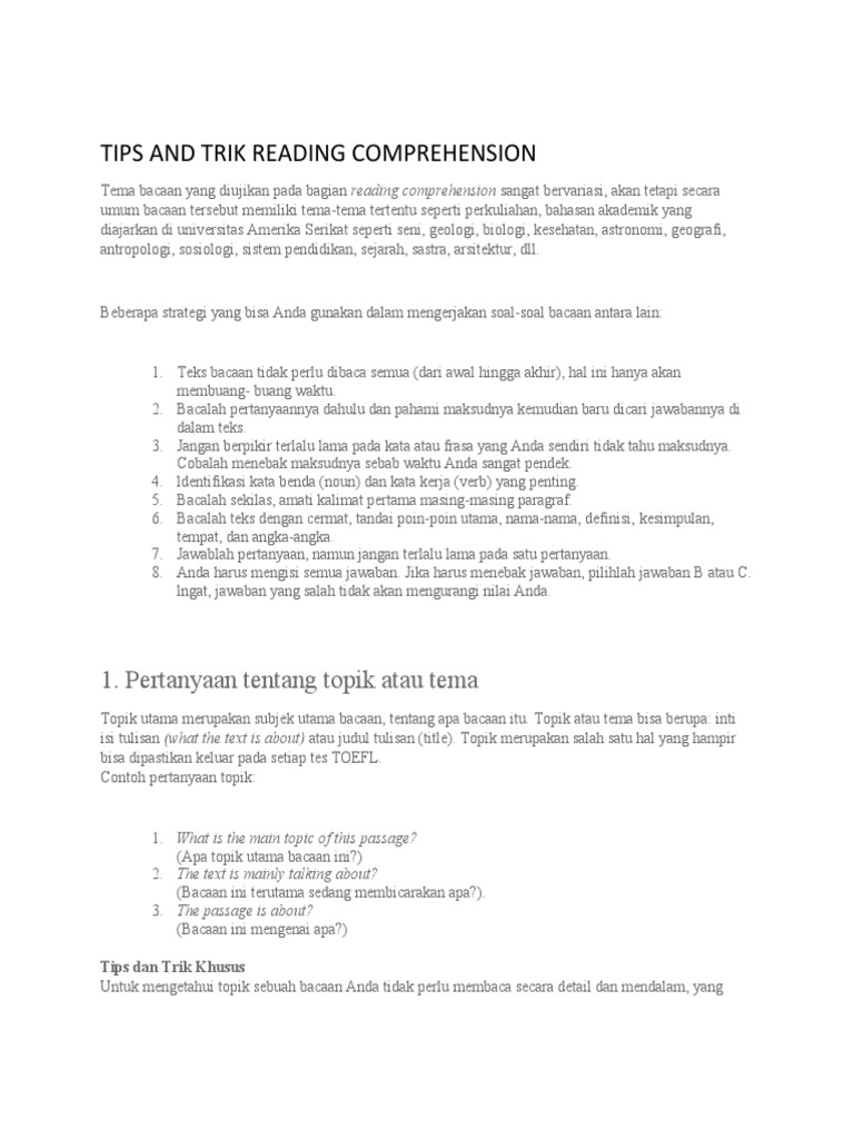 TOEFL - Reading | PDF