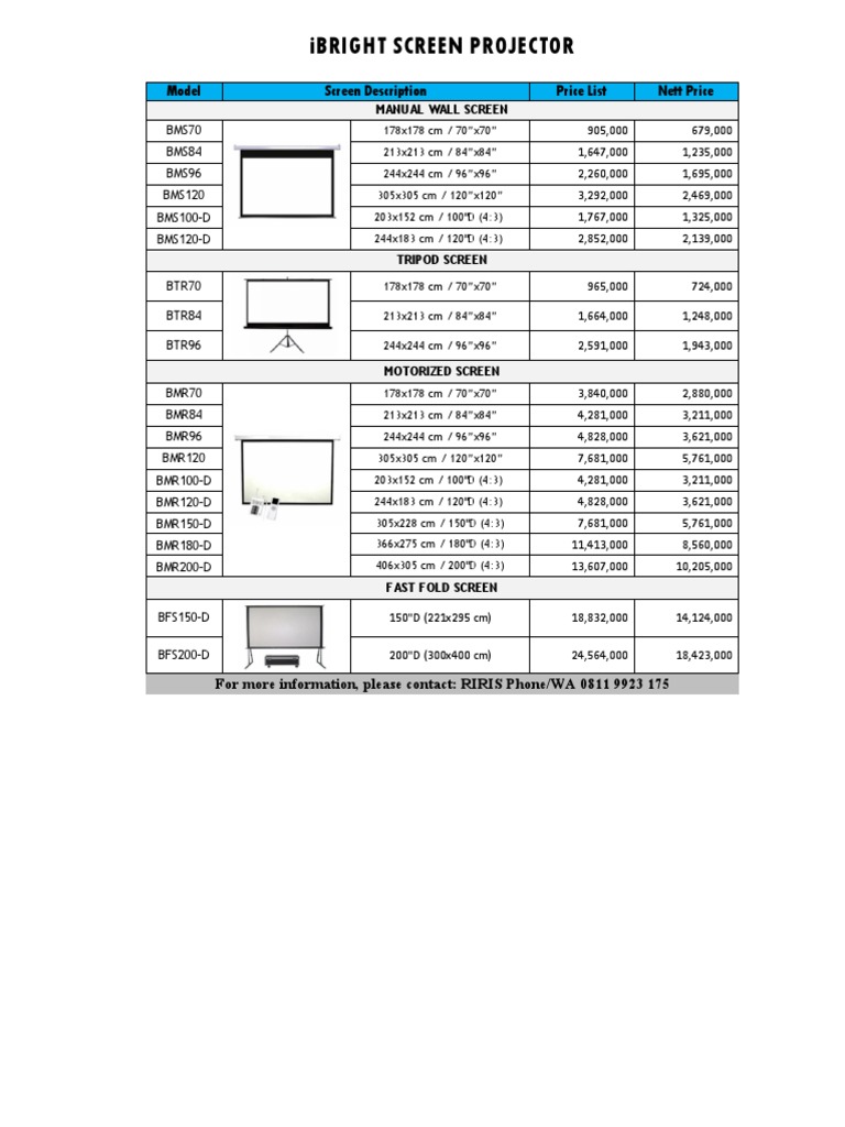 Daftar Harga Screen Projector | PDF