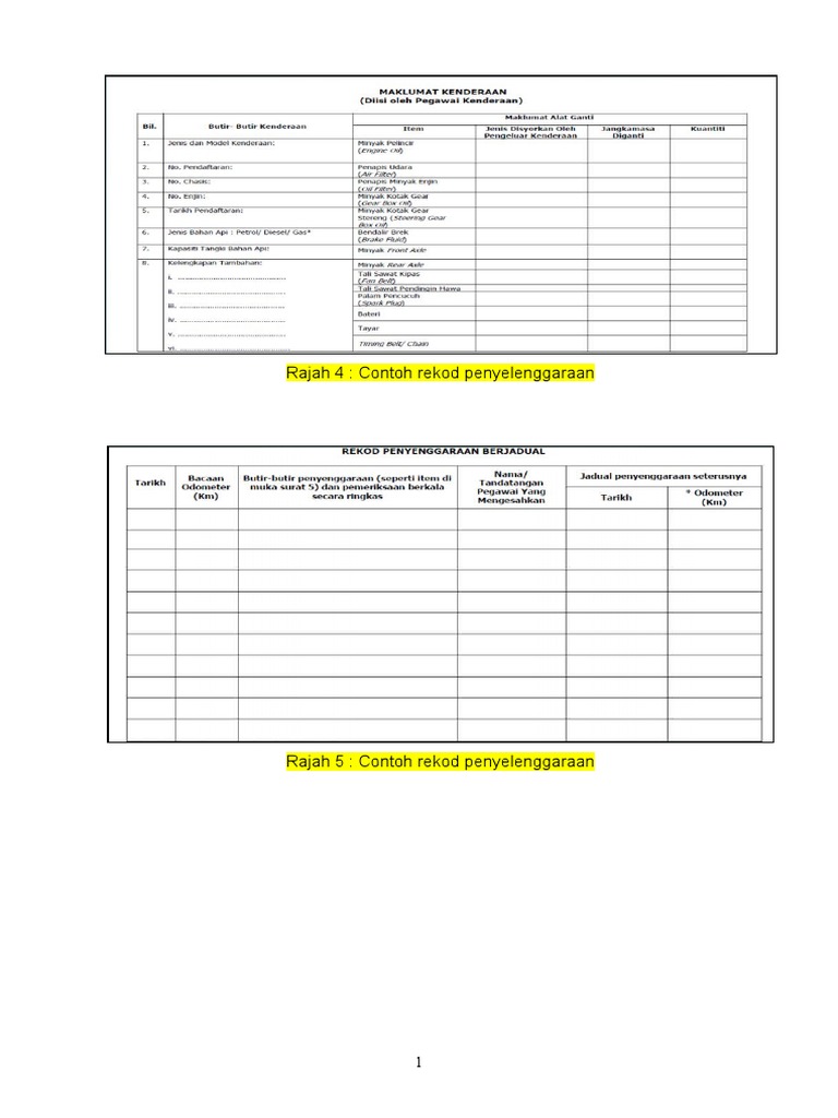 Contoh Rekod Penyelenggaraan Berjadual | PDF