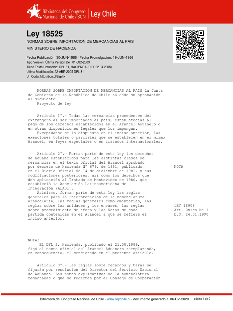 Normas de Importación en Chile | PDF | aduana | Arancel