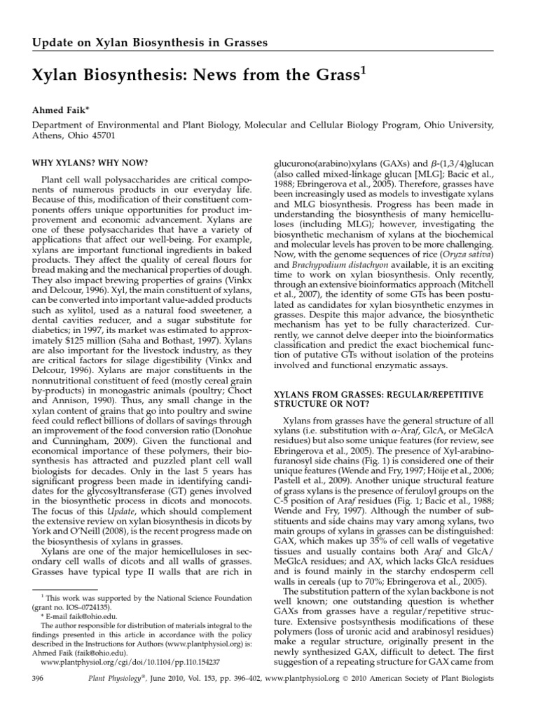 Xylan Biosynthesis | PDF | Biology | Organisms