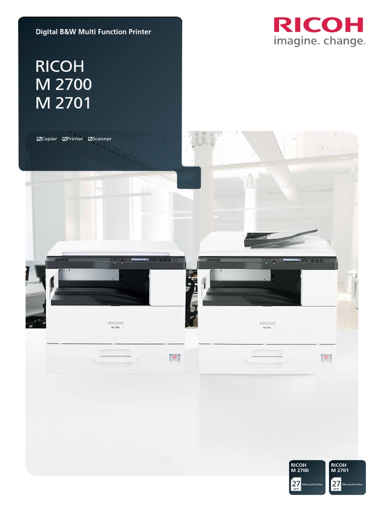 Ricoh M 2700 M 2701: Digital B&W Multi Function Printer | PDF | Image ...