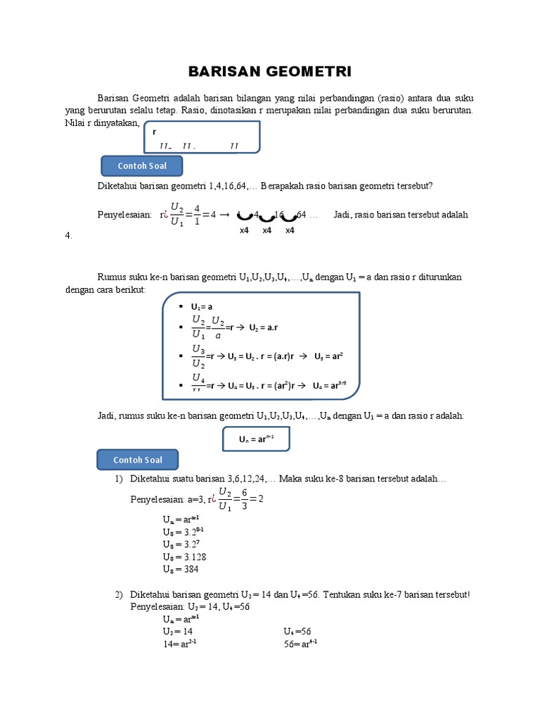 Barisan Geometri: Rumus dan Contoh Soal | PDF