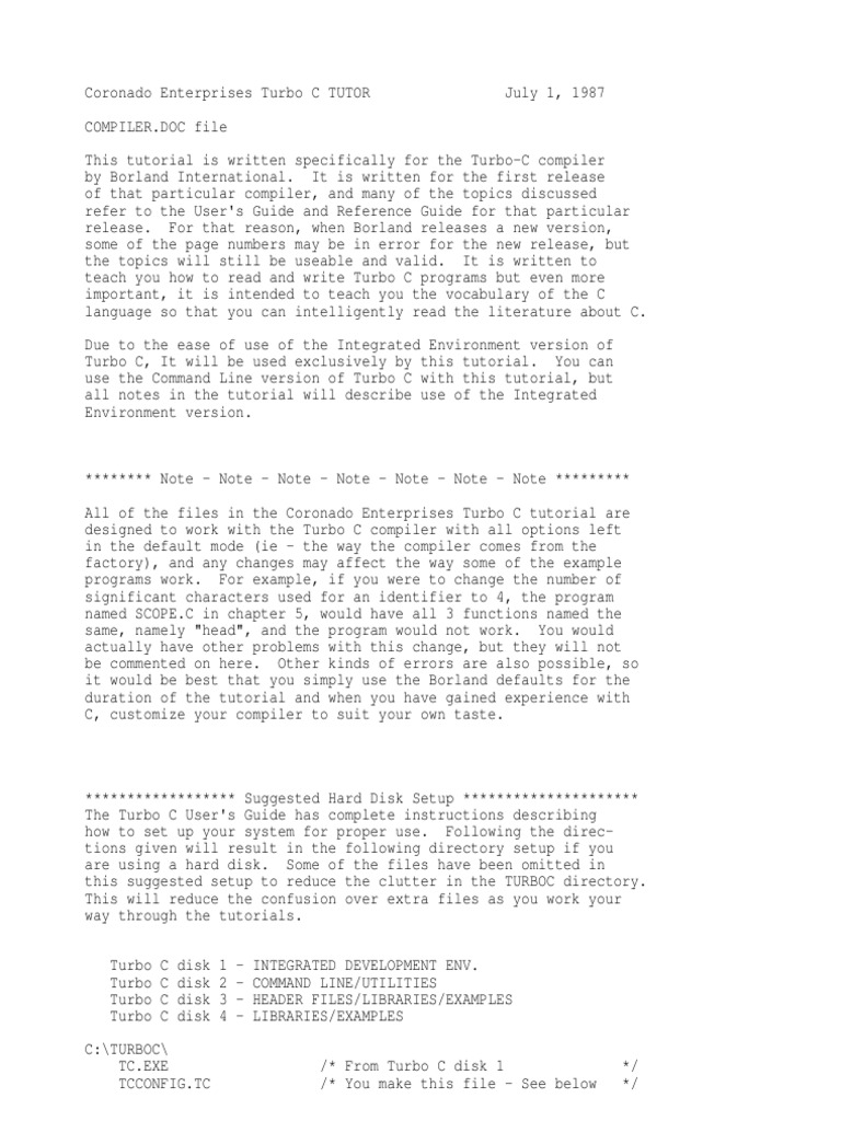 Turbo C Tutorial | Download Free PDF | C (Programming Language ...