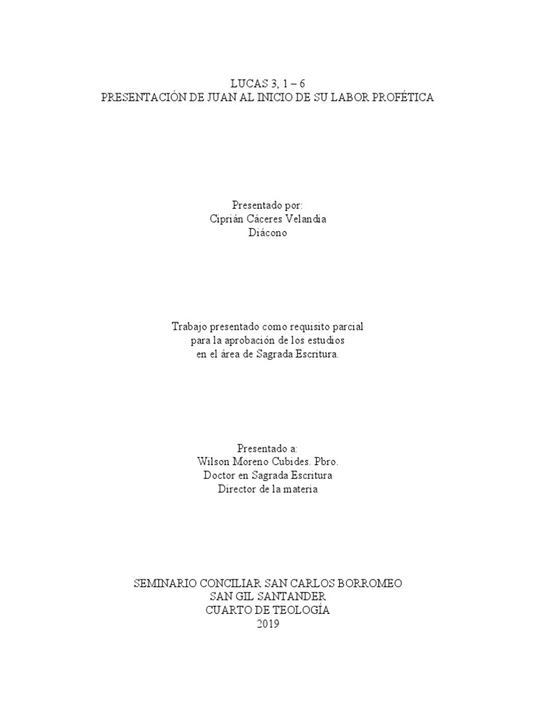 Lucas 3, 1 - 6 | PDF | Bautismo | Evangelio De Lucas