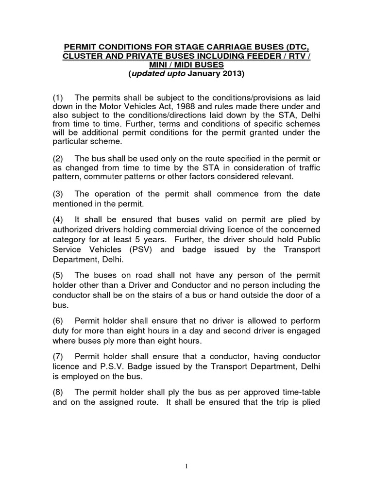 Final Permit Conditions of Stage | PDF | Bus | Transport