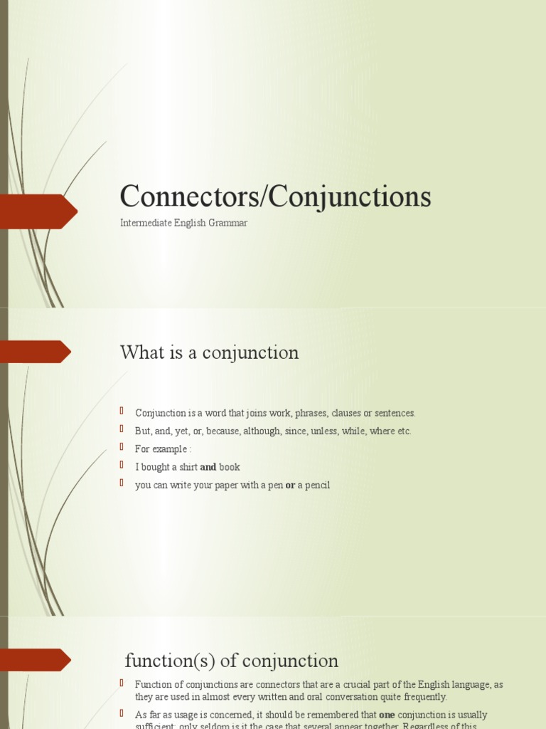 Connectors/Conjunctions: Intermediate English Grammar | PDF | Phrase ...