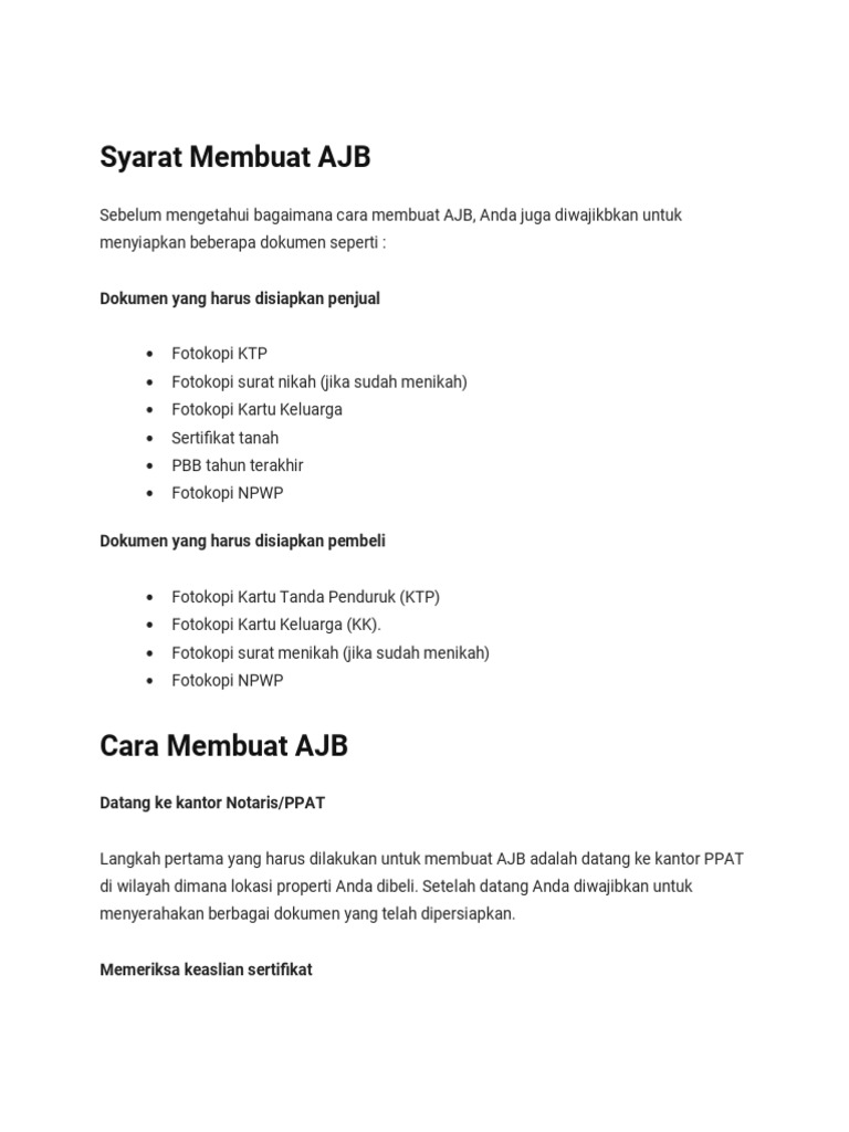Syarat Membuat AJB | PDF