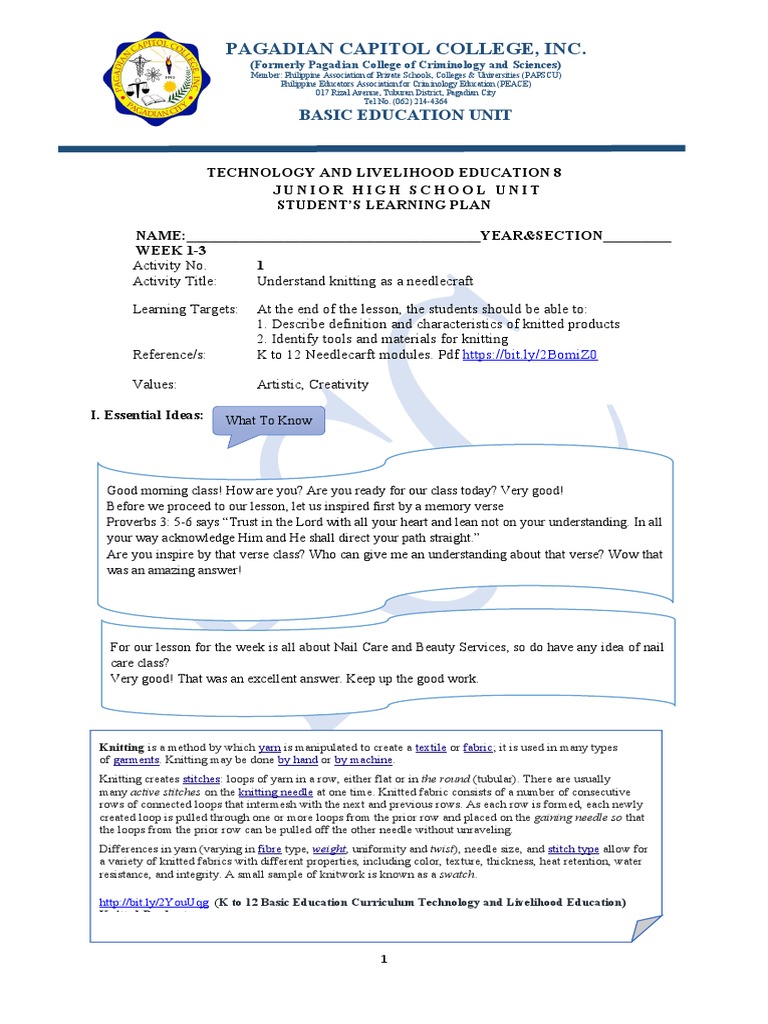 Grade 8 Tle Modules (3rd Quarter) | PDF | Knitting | Textile Arts