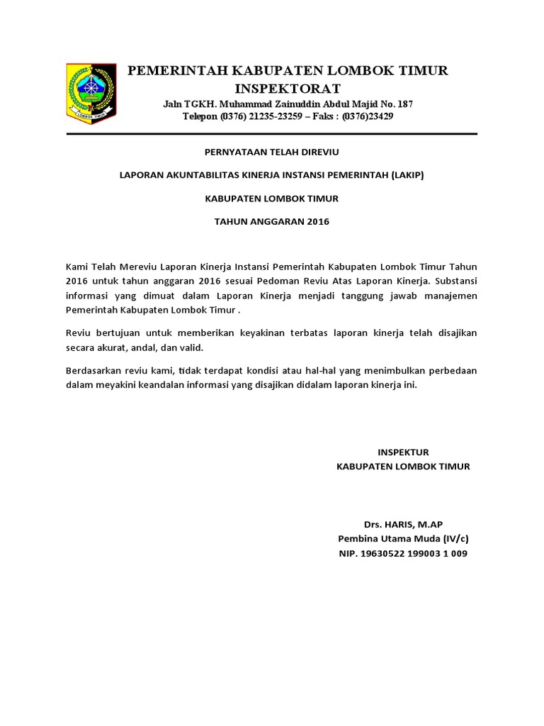 Reviu Lakip Inspektorat | PDF