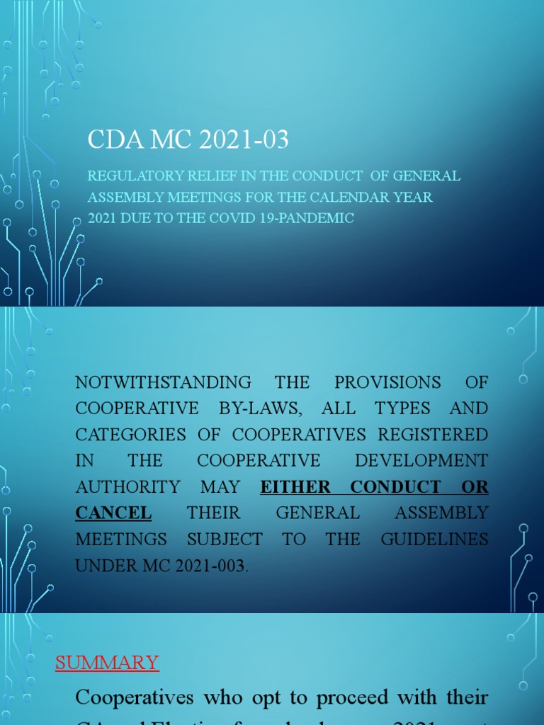 Final (Cda) - MC 2021-003 | PDF | Quorum | By Law