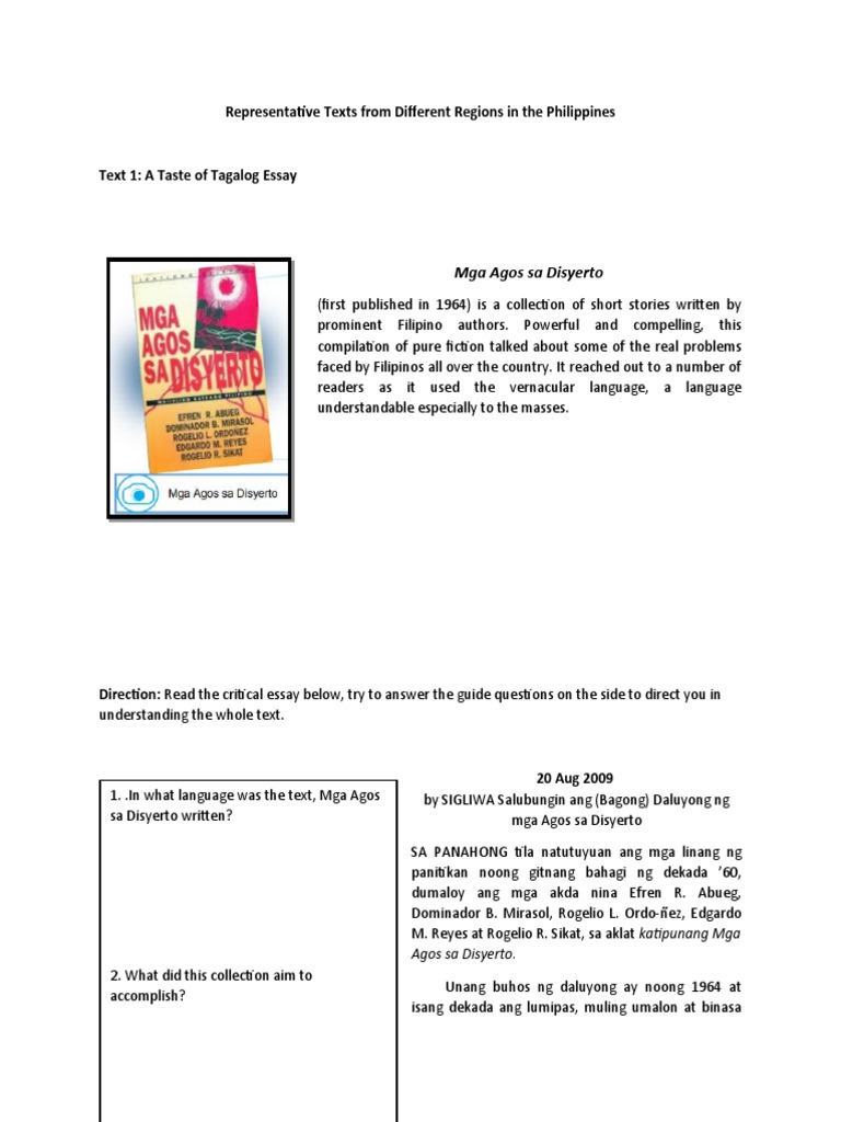 Representative Texts From Different Regions in The Philippines | PDF