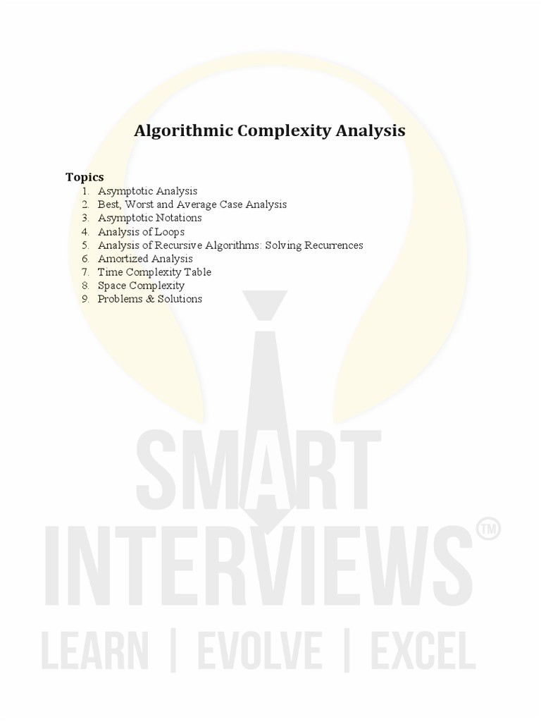 Complexity Analysis Of Algorithms Pdf Time Complexity Recurrence Relation
