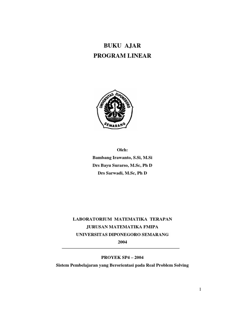 Buku Ajar Program Linier | PDF | Metode & Bahan Ajar | Teknologi & Rekayasa