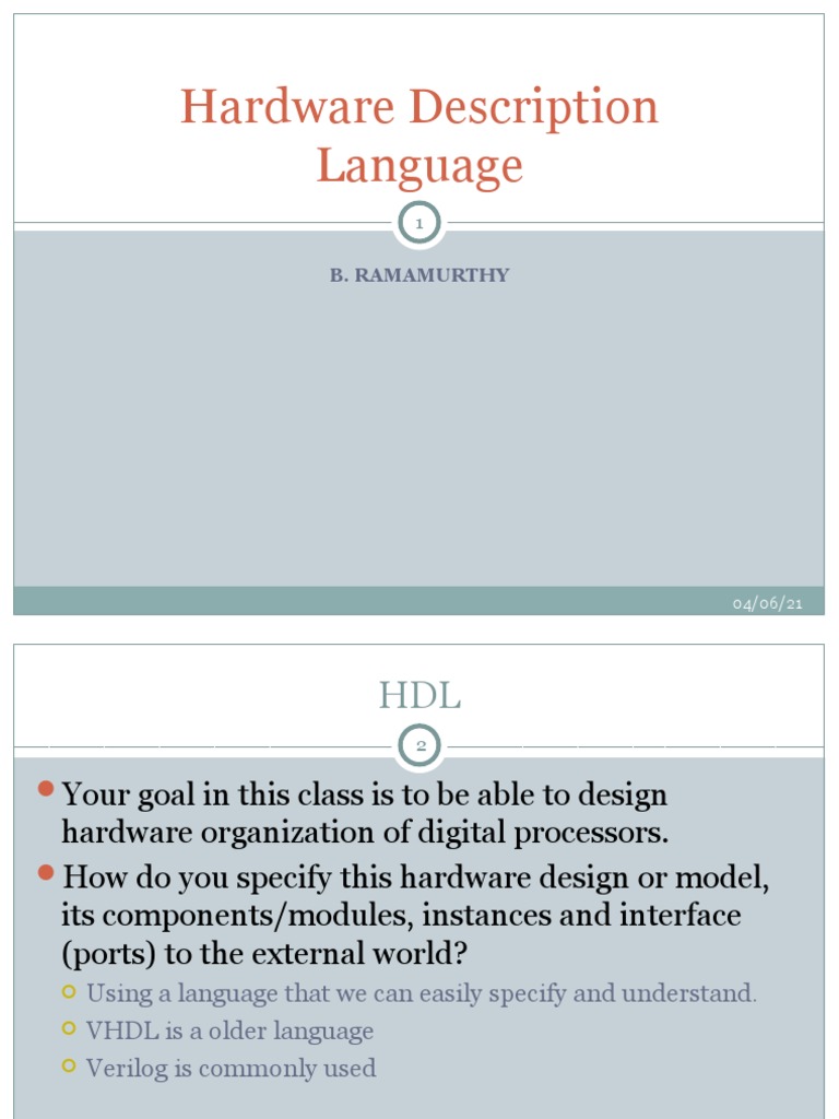 Hardware Description Language: B. Ramamurthy | Download Free PDF ...