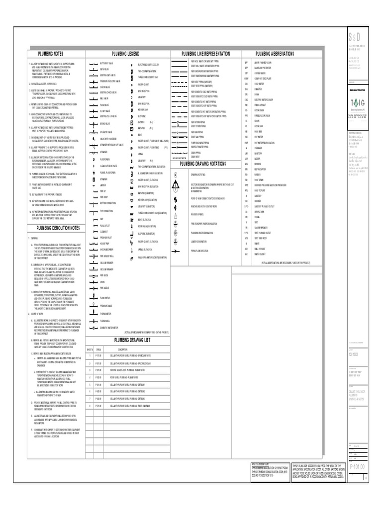 38th Street Plumbing Notes and Legend | PDF | Pipe (Fluid Conveyance ...