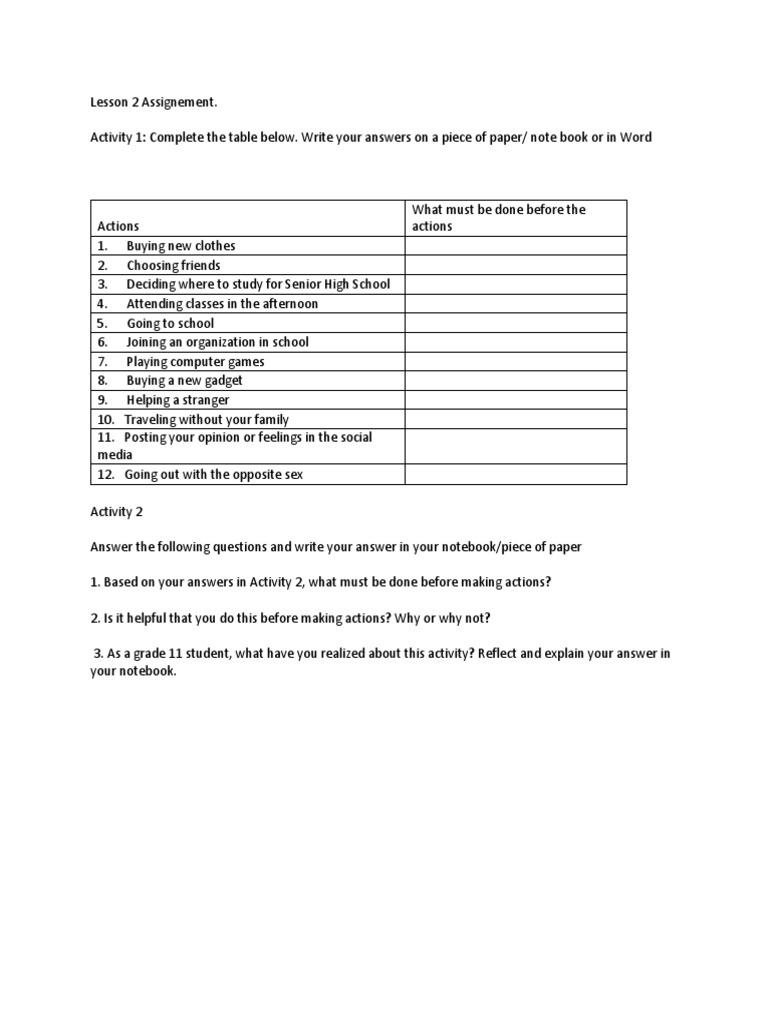 Lesson 2 Assignment | PDF