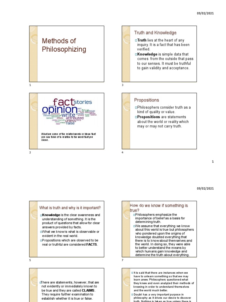 Lesson 3 Methods of Philosophizing | PDF | Truth | Fallacy