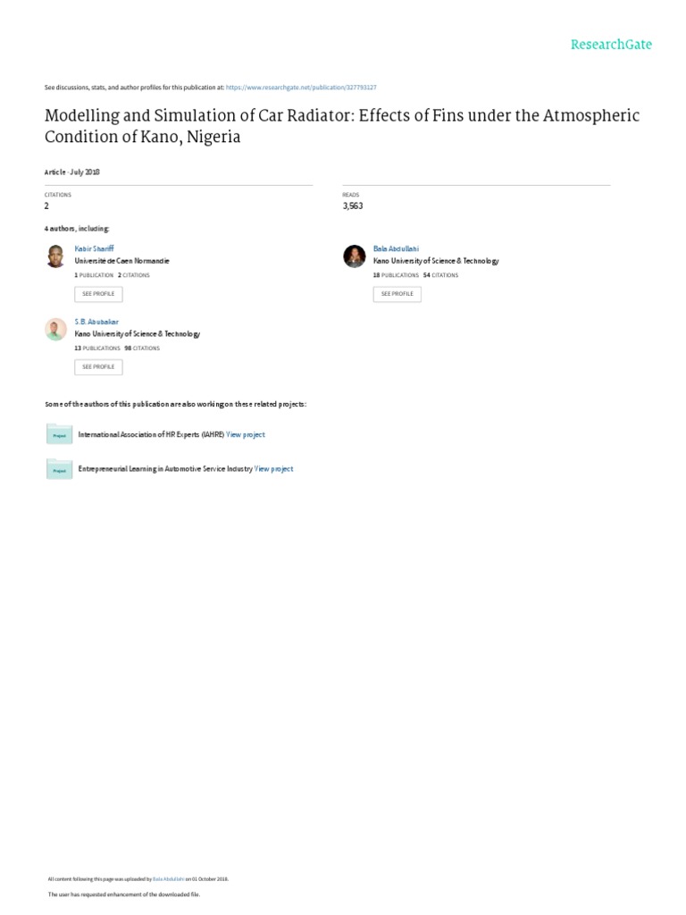 Modelling and Simulation of Car Radiator Effects of Fins | PDF ...