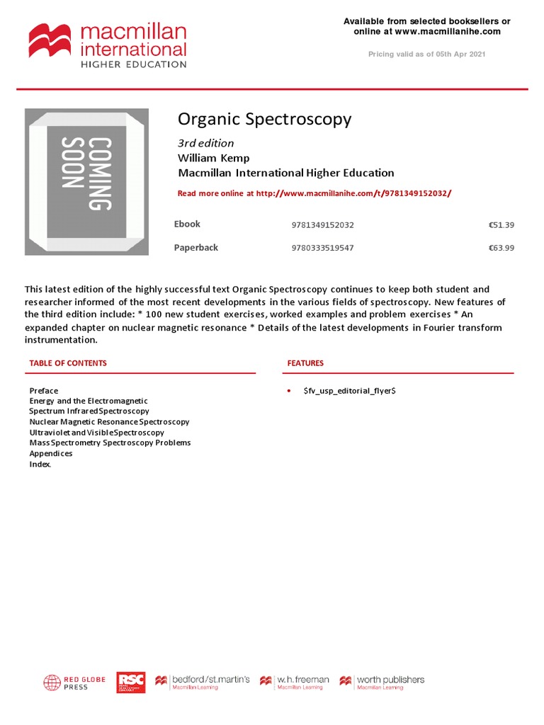 Organic Spectroscopy, 3rd Edition Overview | PDF