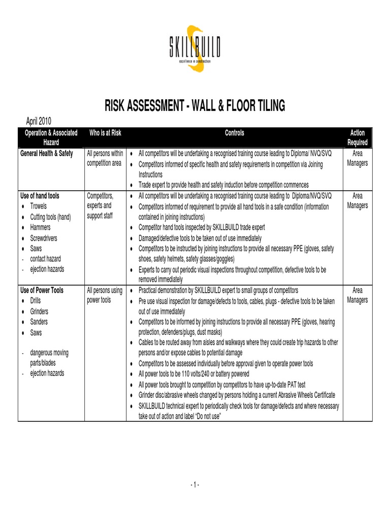Wall Floor Tiling | PDF | Personal Protective Equipment | Safety