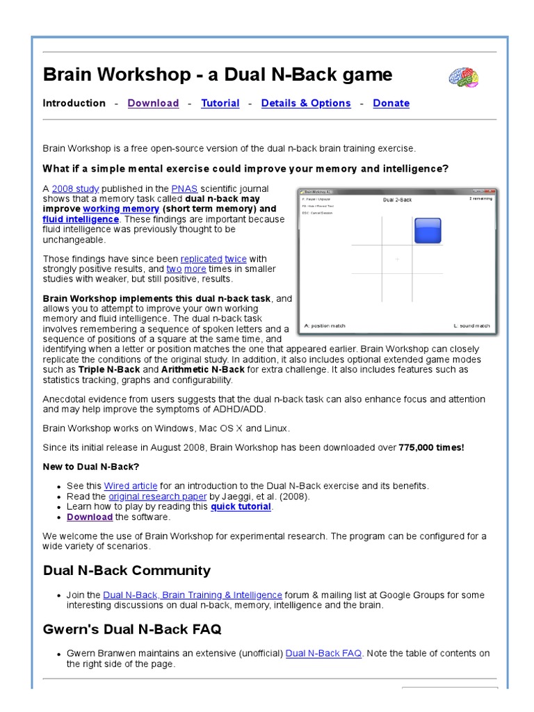 Brain Workshop - A Dual N-Back Game: Download | PDF | Cognitive ...