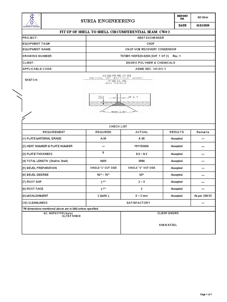 FIT UP REPORT-Shell To Shell | PDF | Building Engineering | Mechanical ...