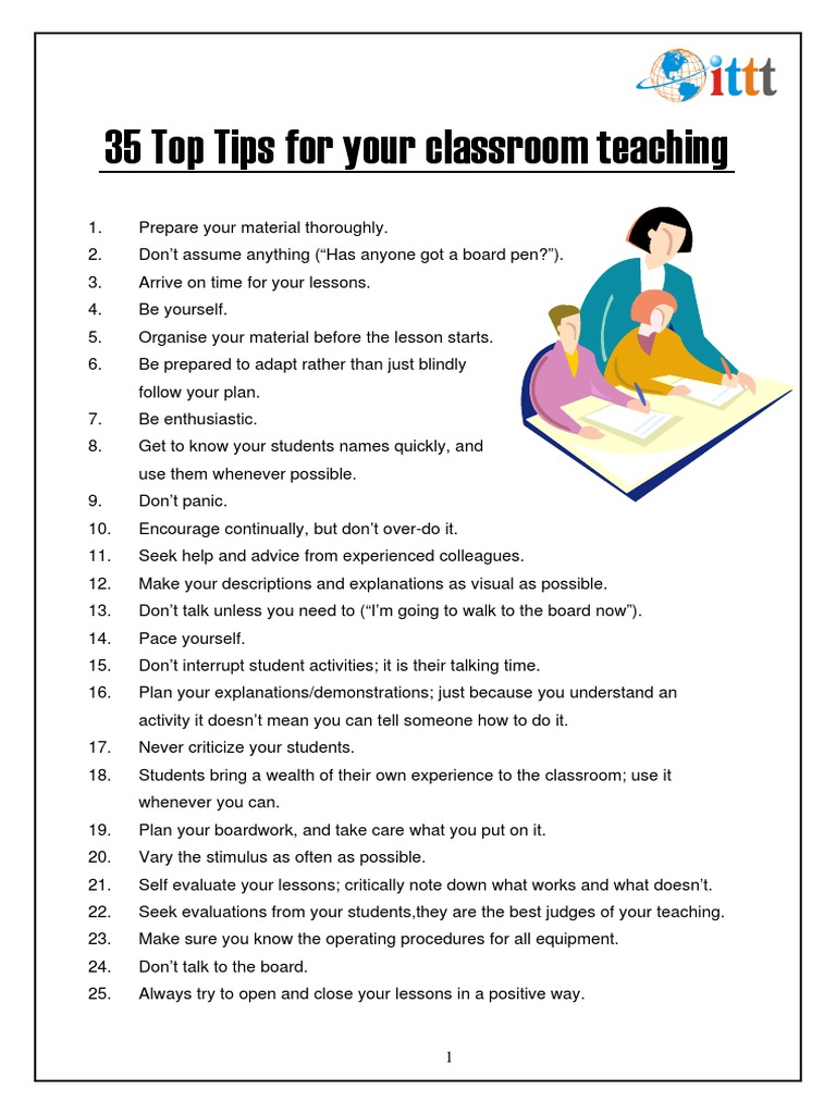 35 Top Tips For Your Classroom Teaching | PDF
