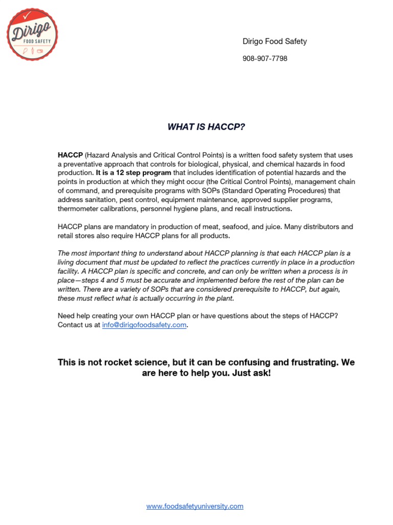Freebie - 12 Steps of HACCP | Download Free PDF | Hazard Analysis And ...
