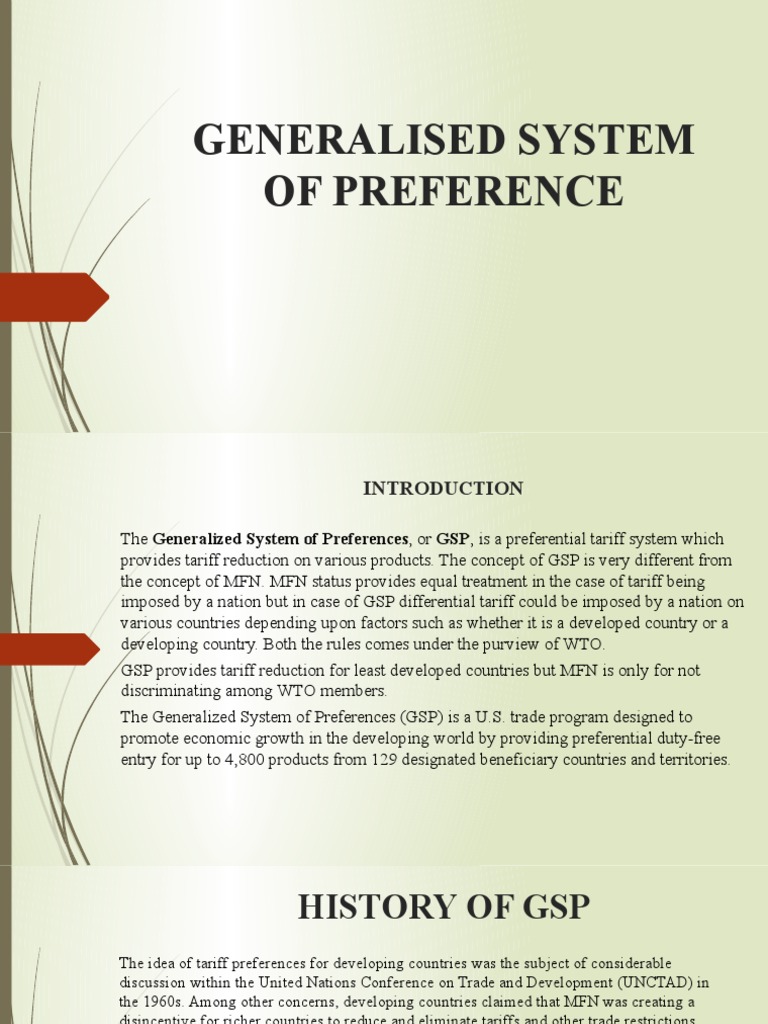Generalised System of Preference | PDF | International Trade ...
