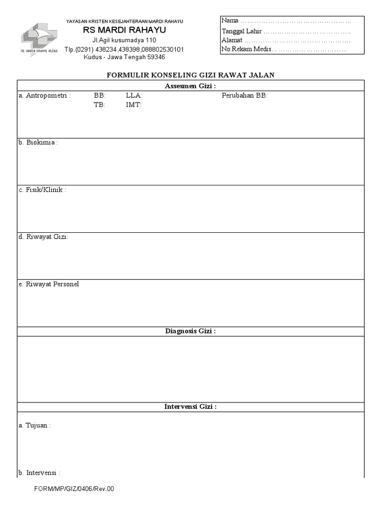 Form Konsul Gizi Rawat Jalan | PDF