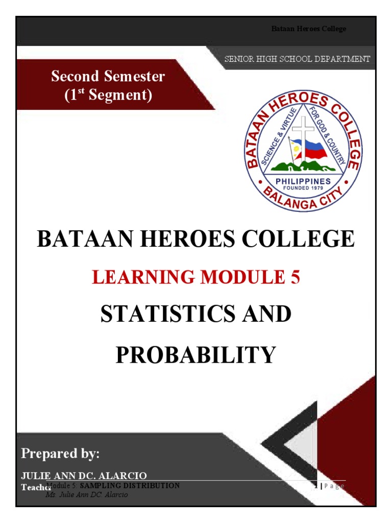 STATS AND PROB Module 5 | PDF | Probability Distribution | Mean STATS AND PROB Module 5 | PDF | Probability Distribution | Mean
